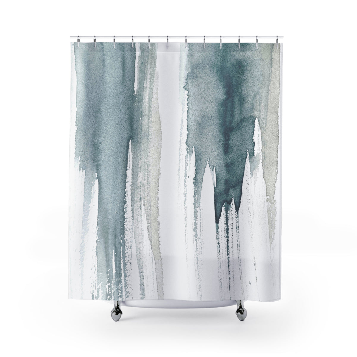 Slate Gray Blue on White Watercolor Giant Drip Art Shower Curtain ...